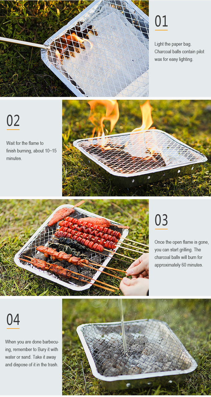 Disposable Charcoal Grill - Instant BBQ Grill for Outdoor Cooking